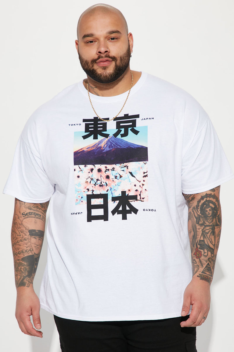 Mount Fuji Cherry Blossoms Short Sleeve Tee - White | Fashion Nova, Mens Graphic Tees | Fashion Nova