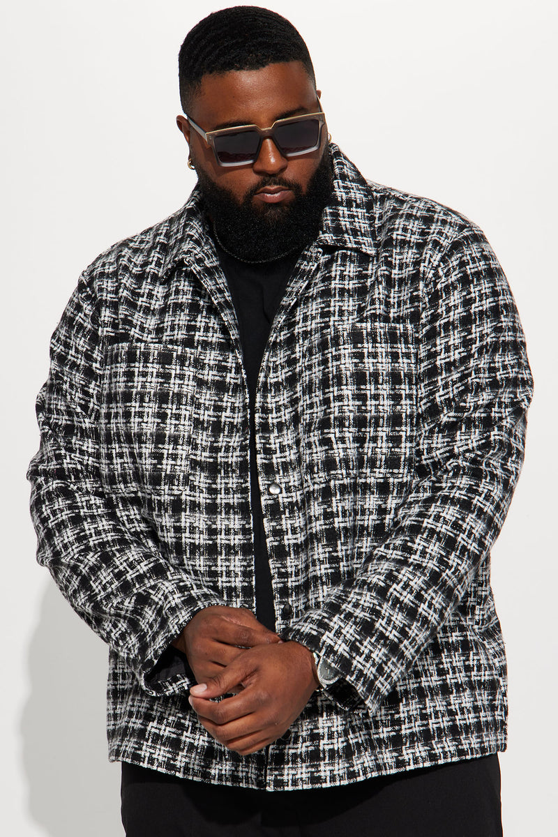Squared Up Oversized Plaid Shacket - Black/White | Fashion Nova, Mens ...