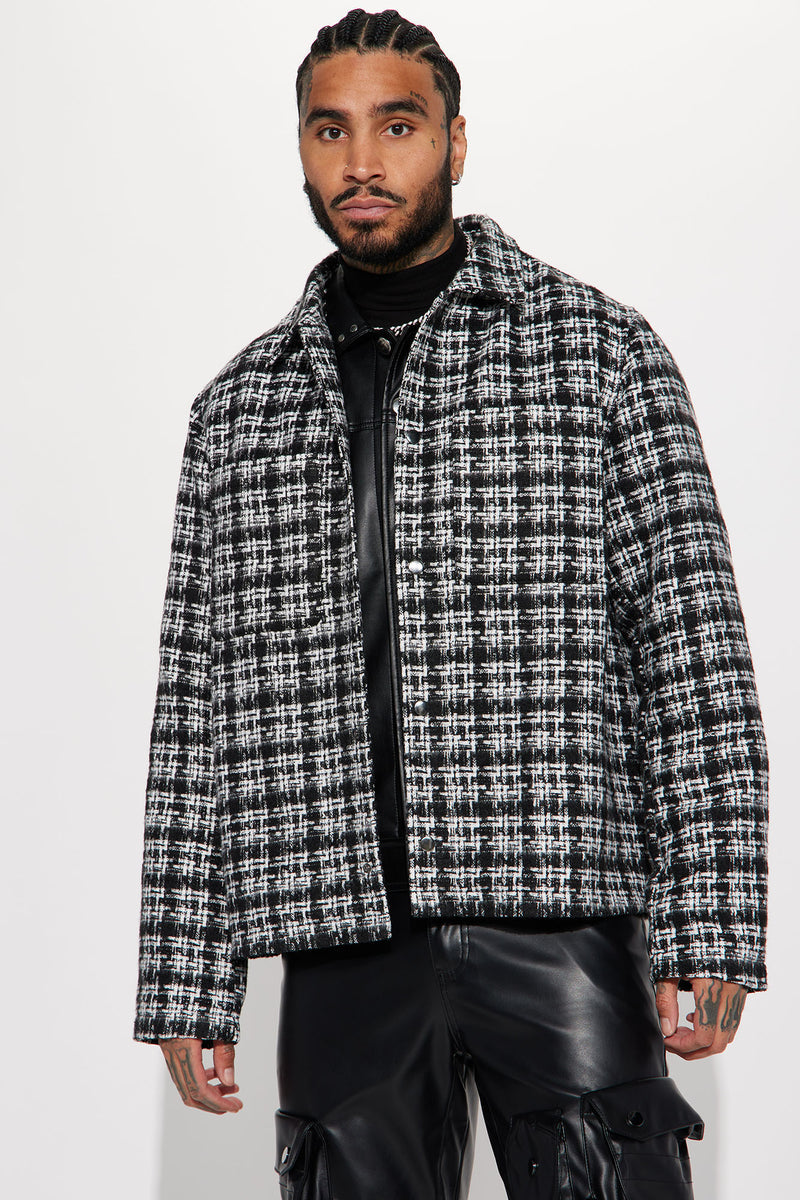 Squared Up Oversized Plaid Shacket - Black/White | Fashion Nova, Mens ...