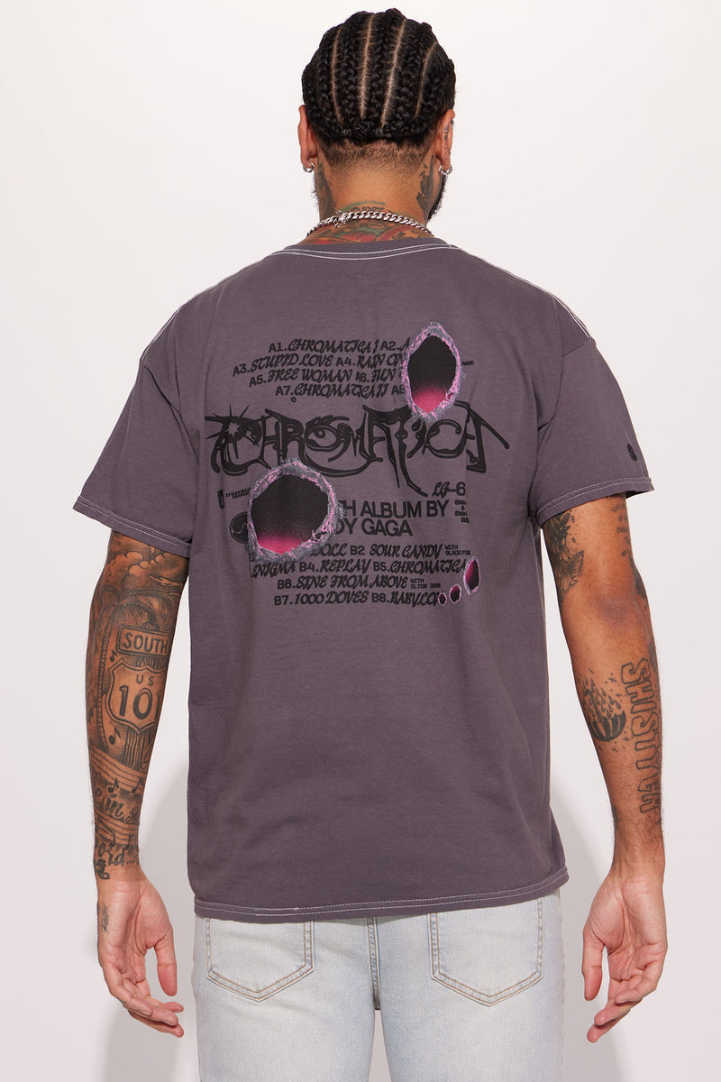 Lady Gaga Chromatica Short Sleeve Tee - Charcoal | Fashion Nova, Mens ...