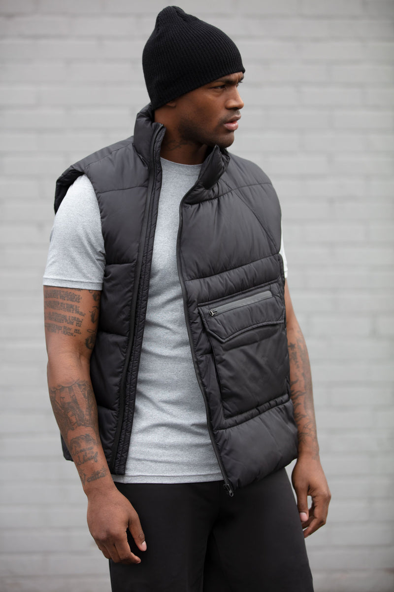 Nylon Angle Zip Vest - Black | Fashion Nova, Mens Jackets | Fashion Nova