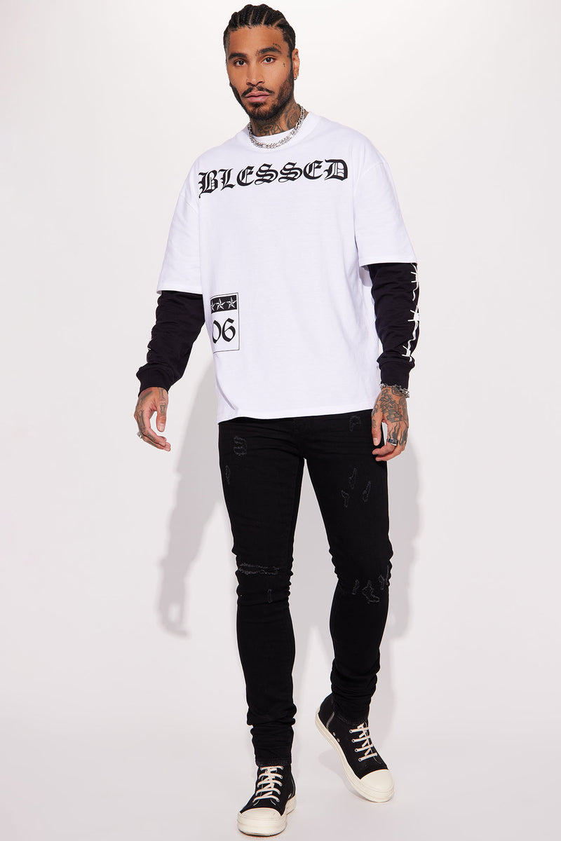 Blessed Twofer Long Sleeve Tee - White | Fashion Nova, Mens Tees ...