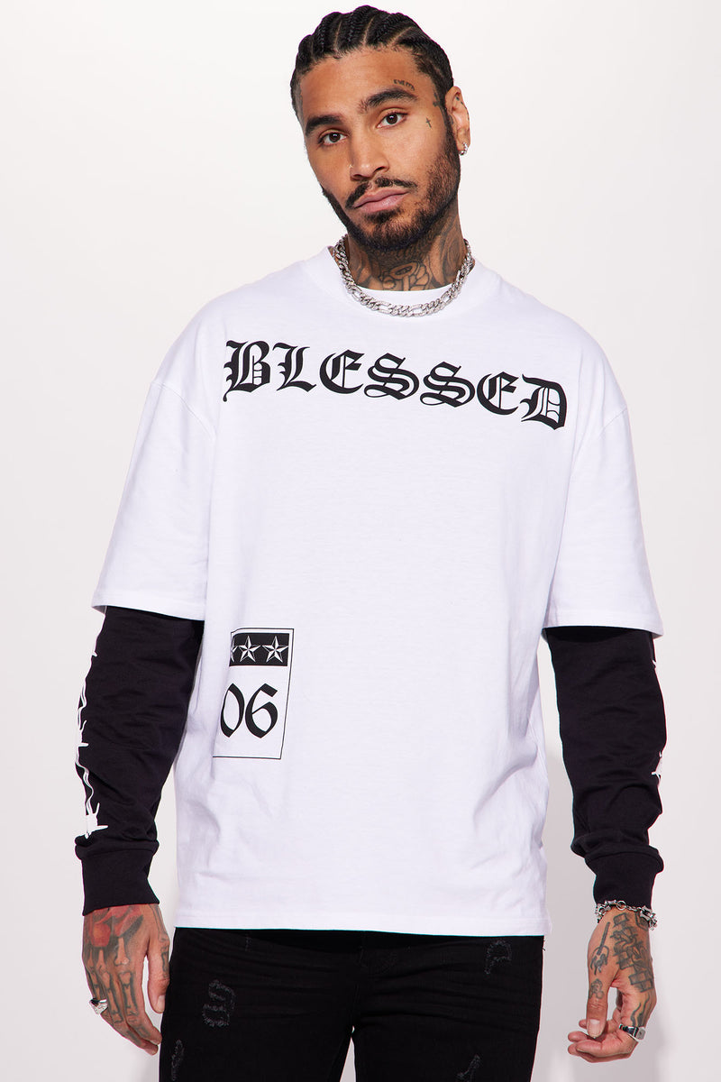 Blessed Twofer Long Sleeve Tee - White | Fashion Nova, Mens Tees ...