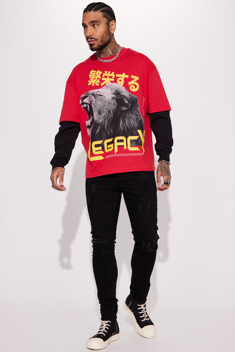 Legacy Twofer Long Sleeve Tee - Red | Fashion Nova, Mens Tees & Tanks ...
