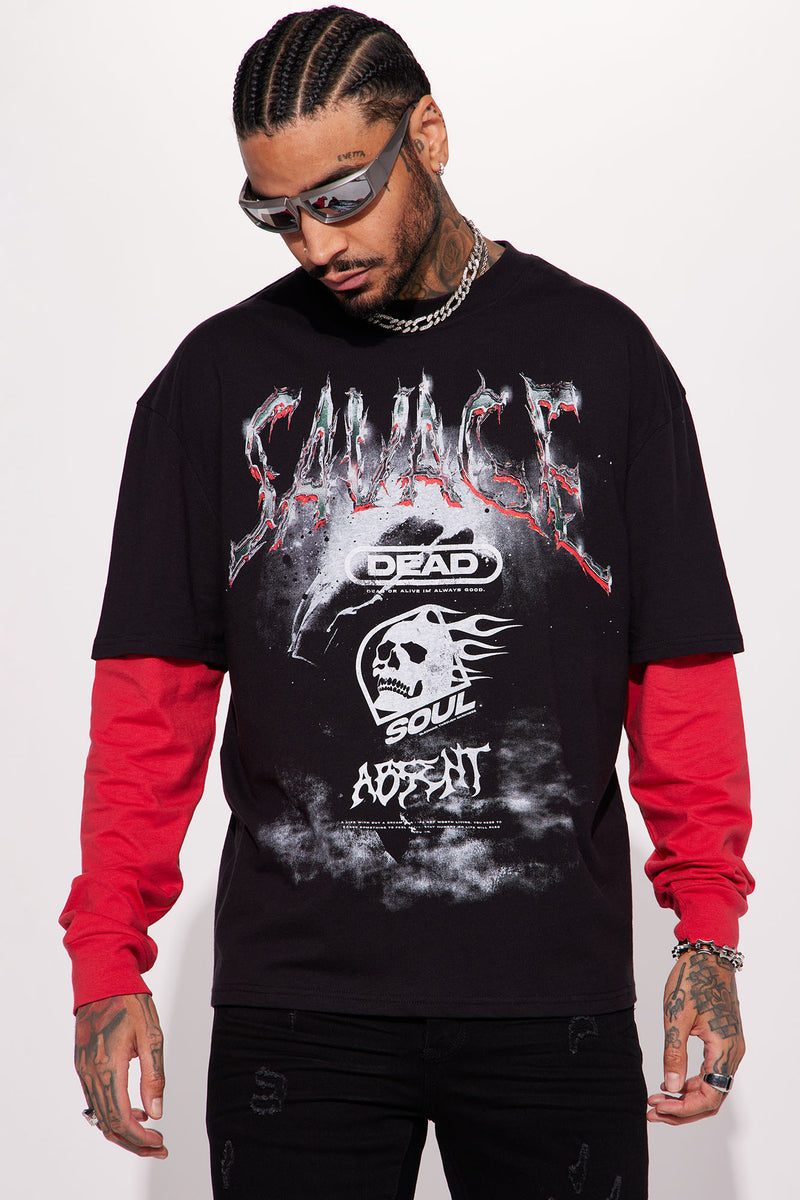 Savage Chrome Twofer Long Sleeve Tee - Black | Fashion Nova, Mens Tees ...