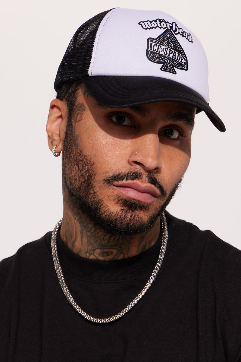 Motorhead Trucker Hat - Black/White | Fashion Nova, Mens Accessories ...