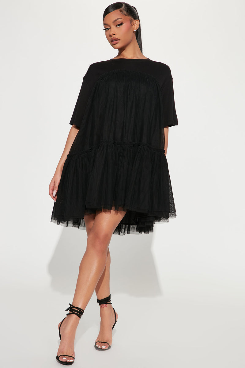 Stacy Ruffle Mini Dress - Black | Fashion Nova, Dresses | Fashion Nova