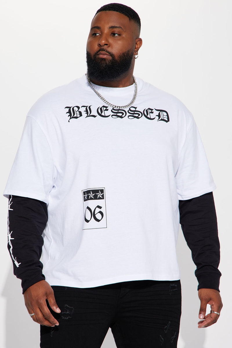 Blessed Twofer Long Sleeve Tee - White | Fashion Nova, Mens Tees ...