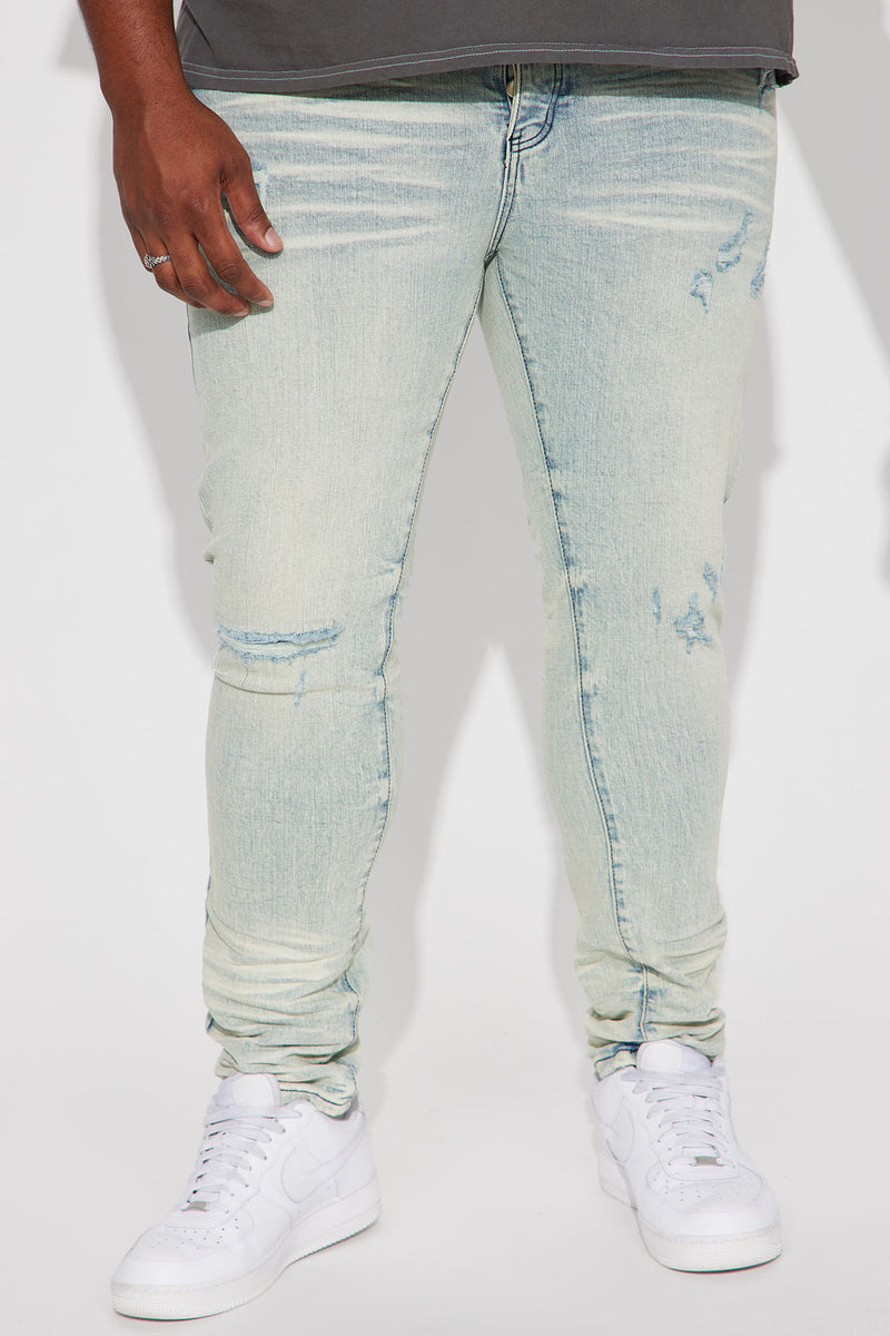 Jet Ripped Stacked Skinny Jeans - Light Wash | Fashion Nova, Mens Jeans ...