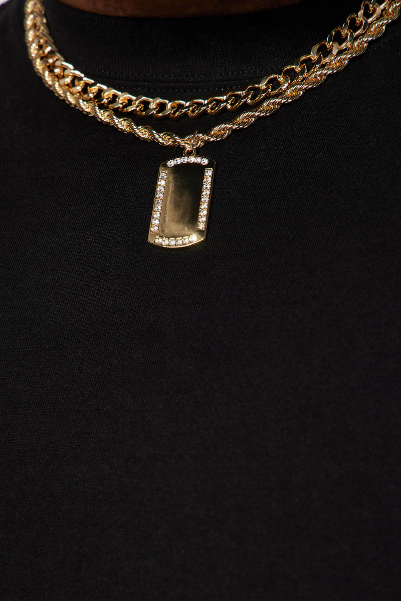 Iced Out Dog Pendant 2 Piece Chain Necklace - Gold | Fashion Nova, Mens ...