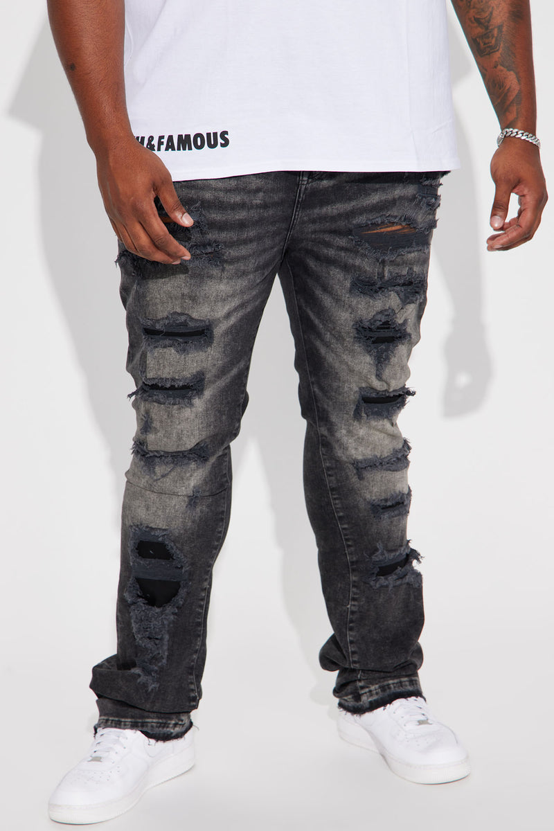 Locked In Stacked Skinny Flare Jean - Black Wash | Fashion Nova, Mens ...