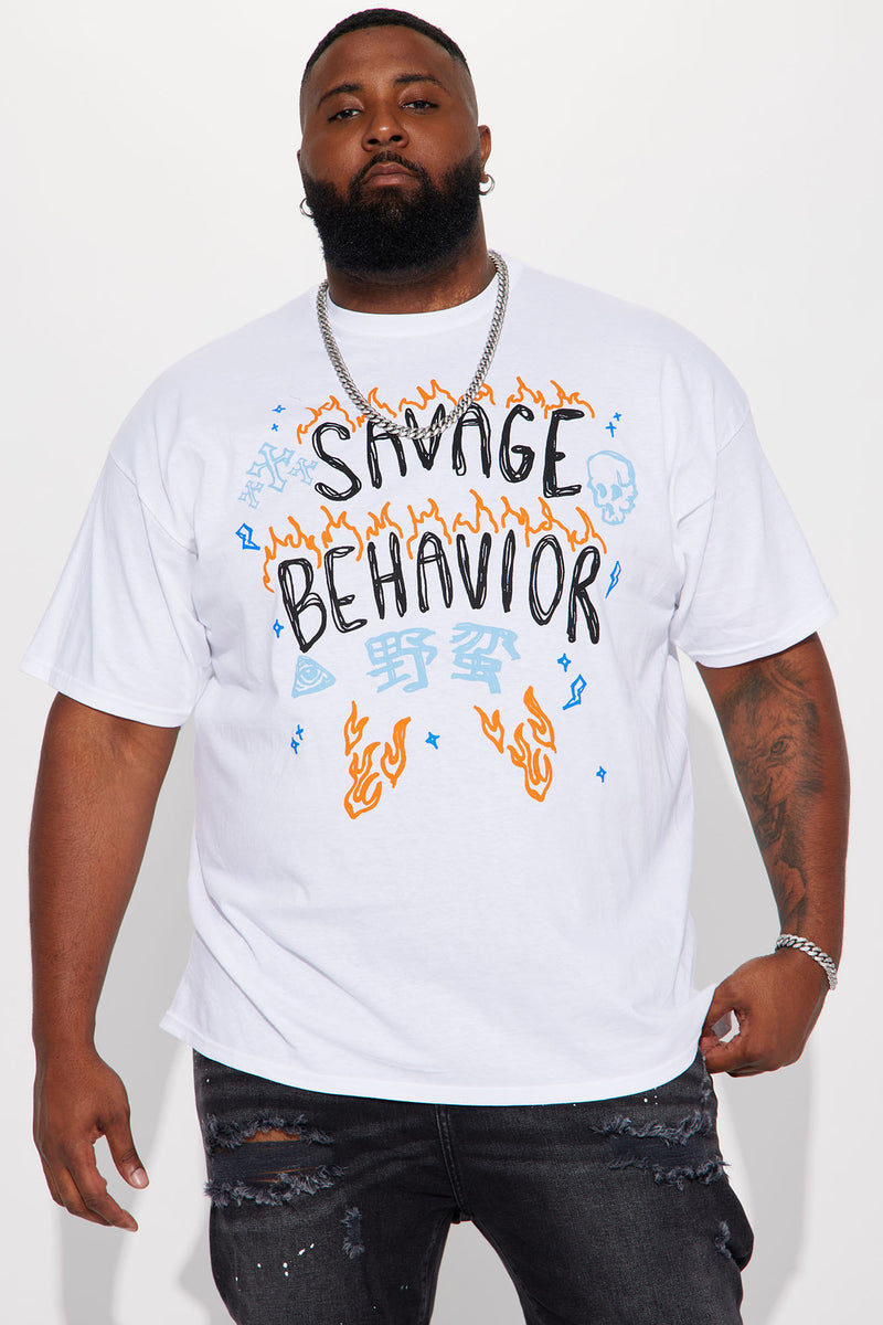 Savage Behavior Short Sleeve Tee - White | Fashion Nova, Mens Graphic ...