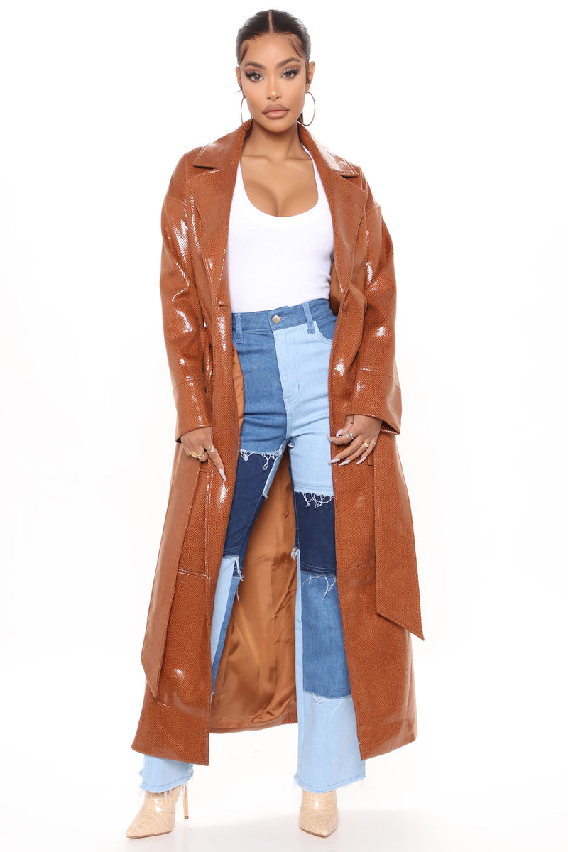 Sneaky Snake Embossed Trench Coat - Brown | Fashion Nova, Jackets ...