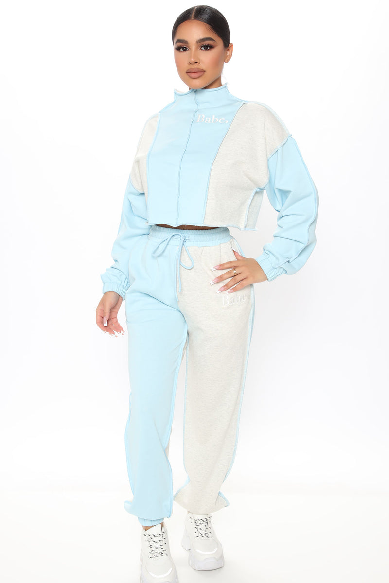 Say Something Color Block Jogger Set - Blue/combo | Fashion Nova ...