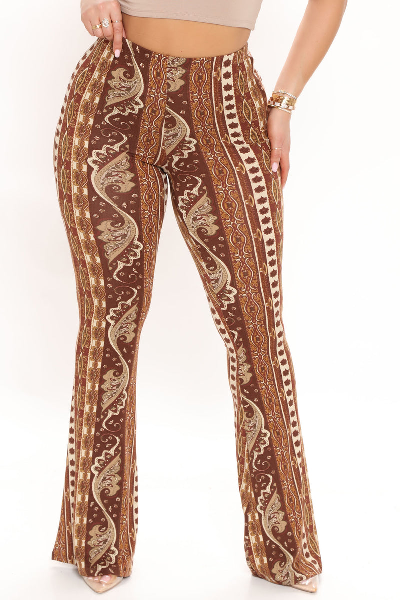 Free Spirit Boho Flare Pants 32.5 - Brown Combo | Fashion Nova, Pants ...
