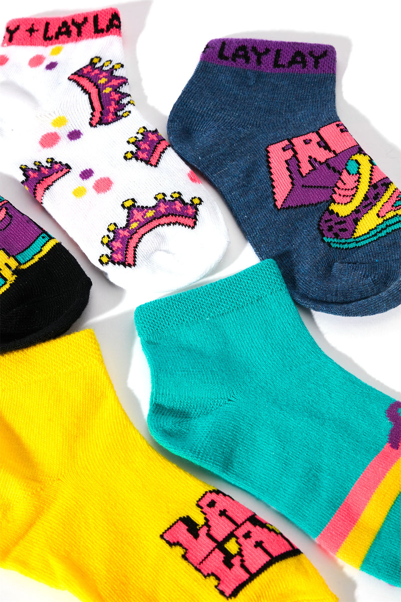 Mini Lay Lay Crew 5 Pack Socks - Blue/combo | Fashion Nova, Kids Socks ...