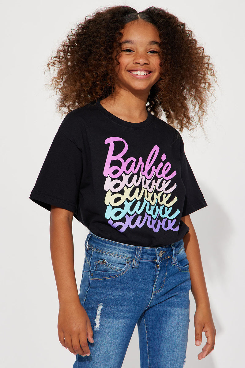 Mini Barbie Girl Crew Neck Tee - Black | Fashion Nova, Kids Tops & T ...