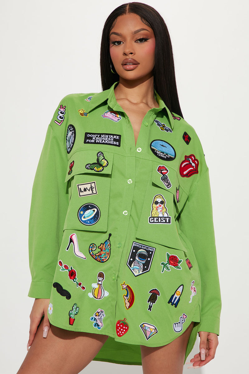 Patch Me Up Shirt Dress - Green | Fashion Nova, Dresses | Fashion Nova