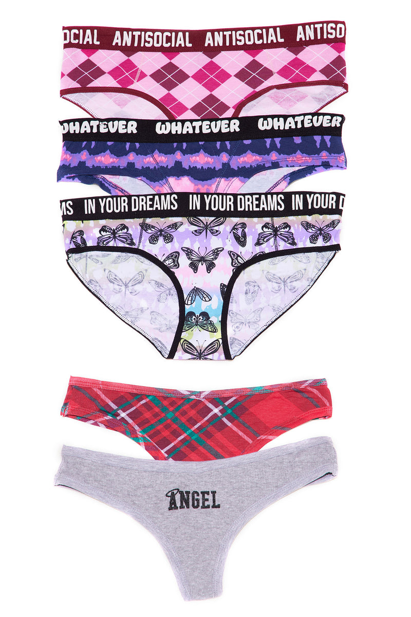 Mood Of The Day Mix 5 Pack Panties - Black/combo | Fashion Nova, Lingerie & Sleepwear | Fashion Nova