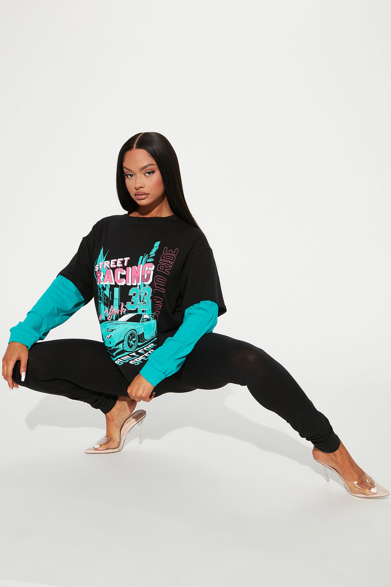 Rely On Me Legging Set - Black/Blue | Fashion Nova, Matching Sets | Fashion Nova