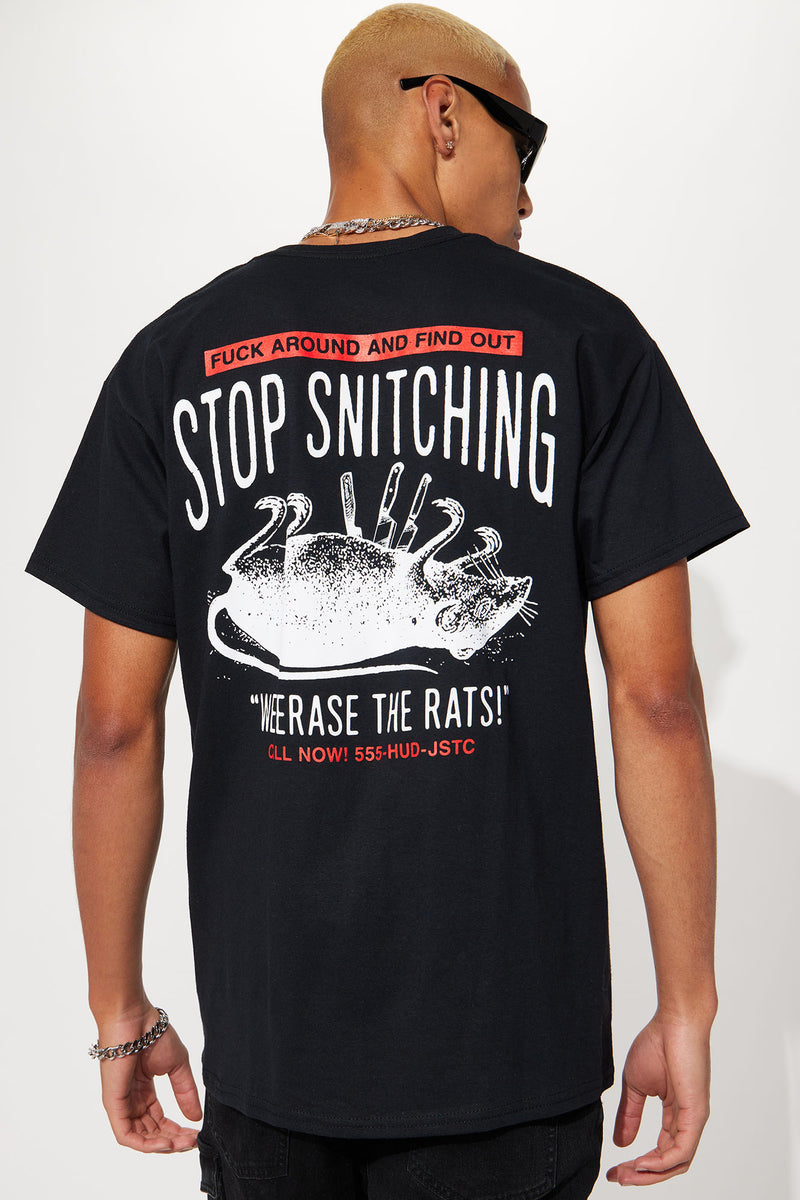 Stop Snitching Short Sleeve Tee - Black | Fashion Nova, Mens Graphic ...