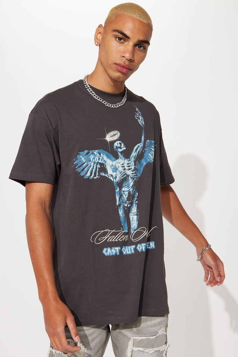 Fallen Angel Embroidered Short Sleeve Tee - Charcoal | Fashion Nova ...