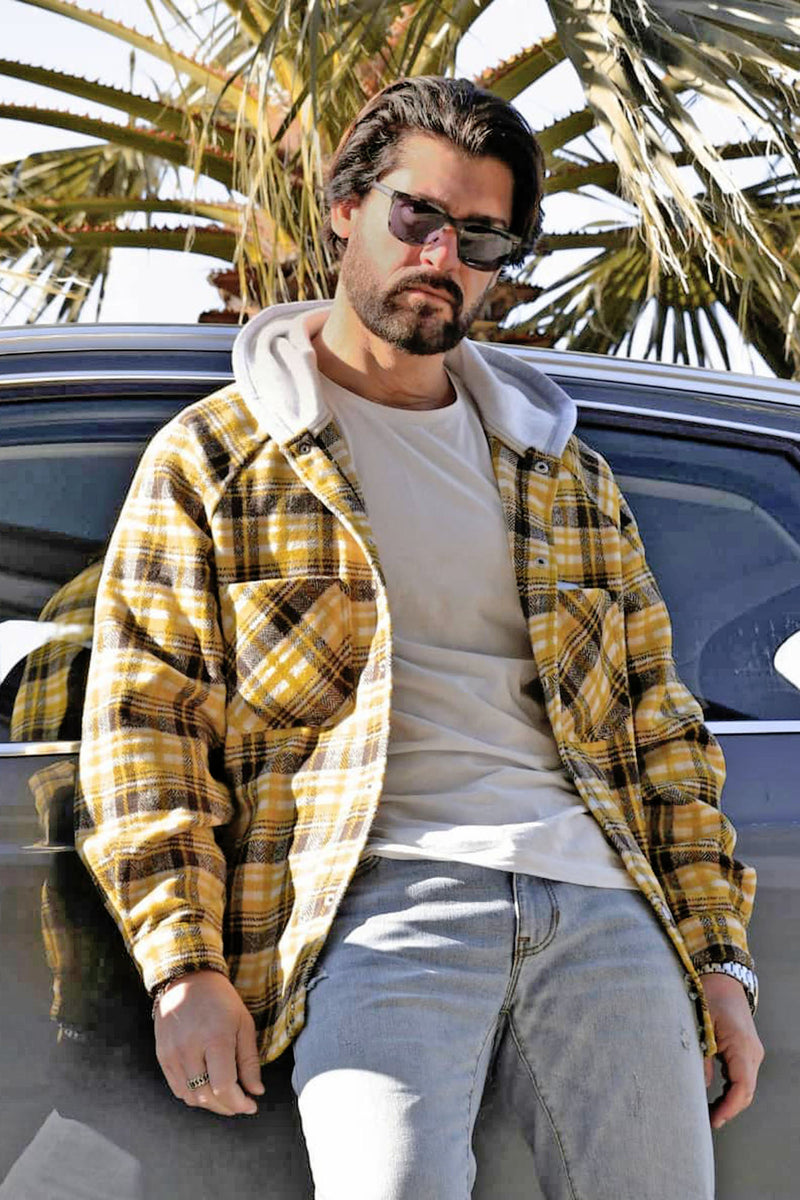 All Over Plaid Shacket - Yellow/combo | Fashion Nova, Mens Jackets ...
