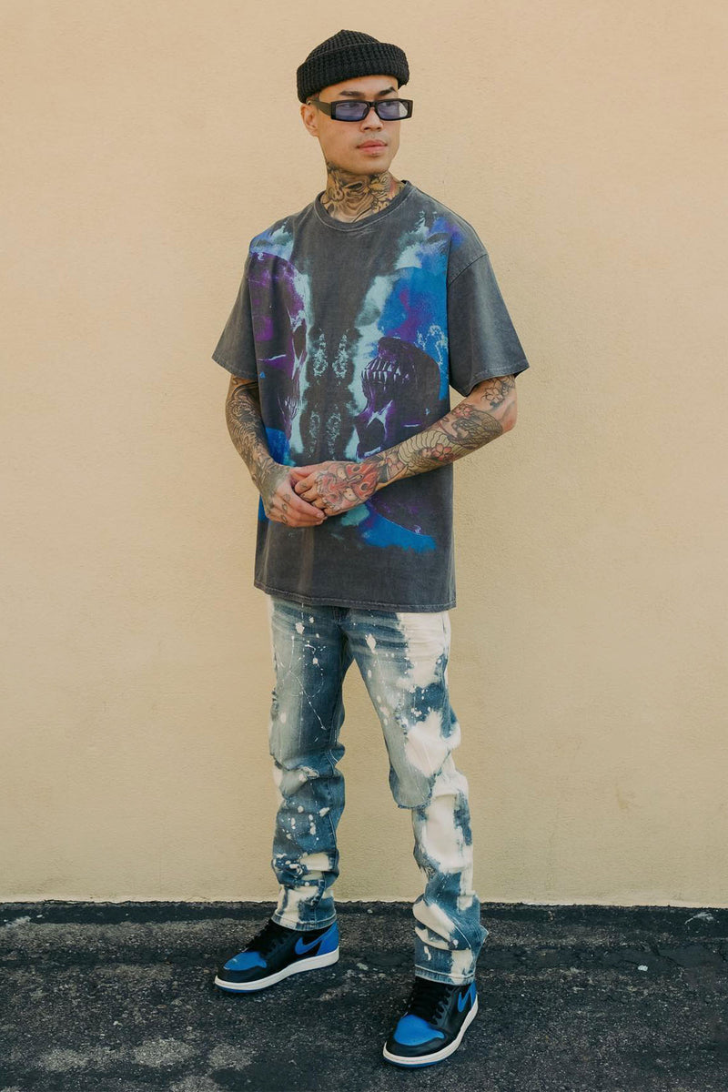 Bleached With Paint Splatter Ripped Slim Jeans - Light Wash | Fashion ...