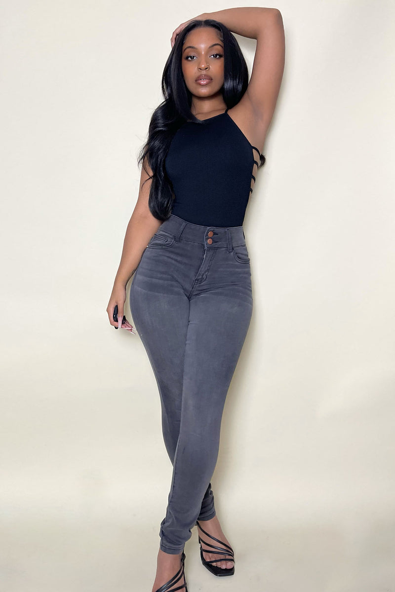 Boost My Ego Curvy Super Stretch Booty Lifter Skinny Jeans - Grey ...