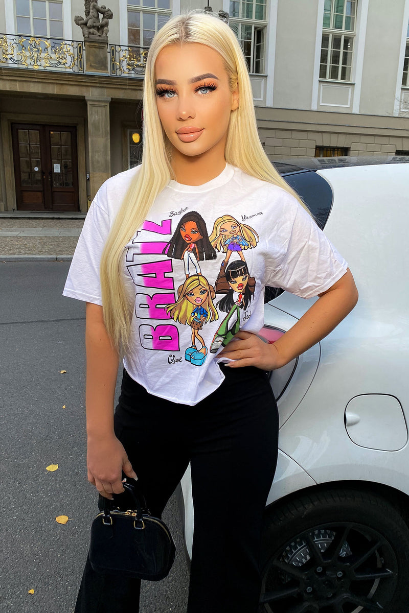 Bratz Roll Call Crop Top - White | Fashion Nova, Screens Tops and ...