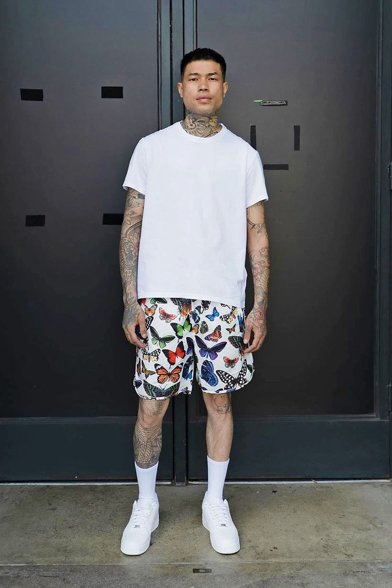 Butterfly Print Swim Trunks - White | Fashion Nova, Mens Swim | Fashion ...
