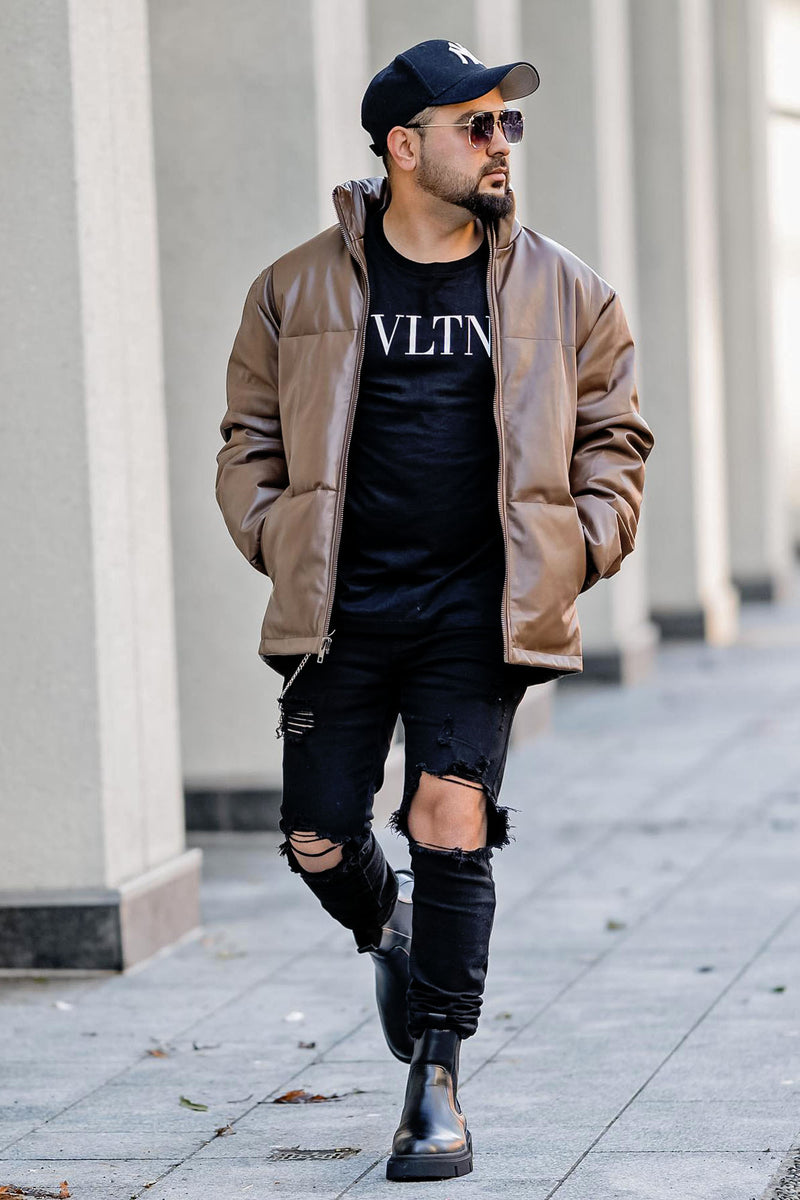 Classic PU Puffer Jacket - Brown | Fashion Nova, Mens Jackets | Fashion ...