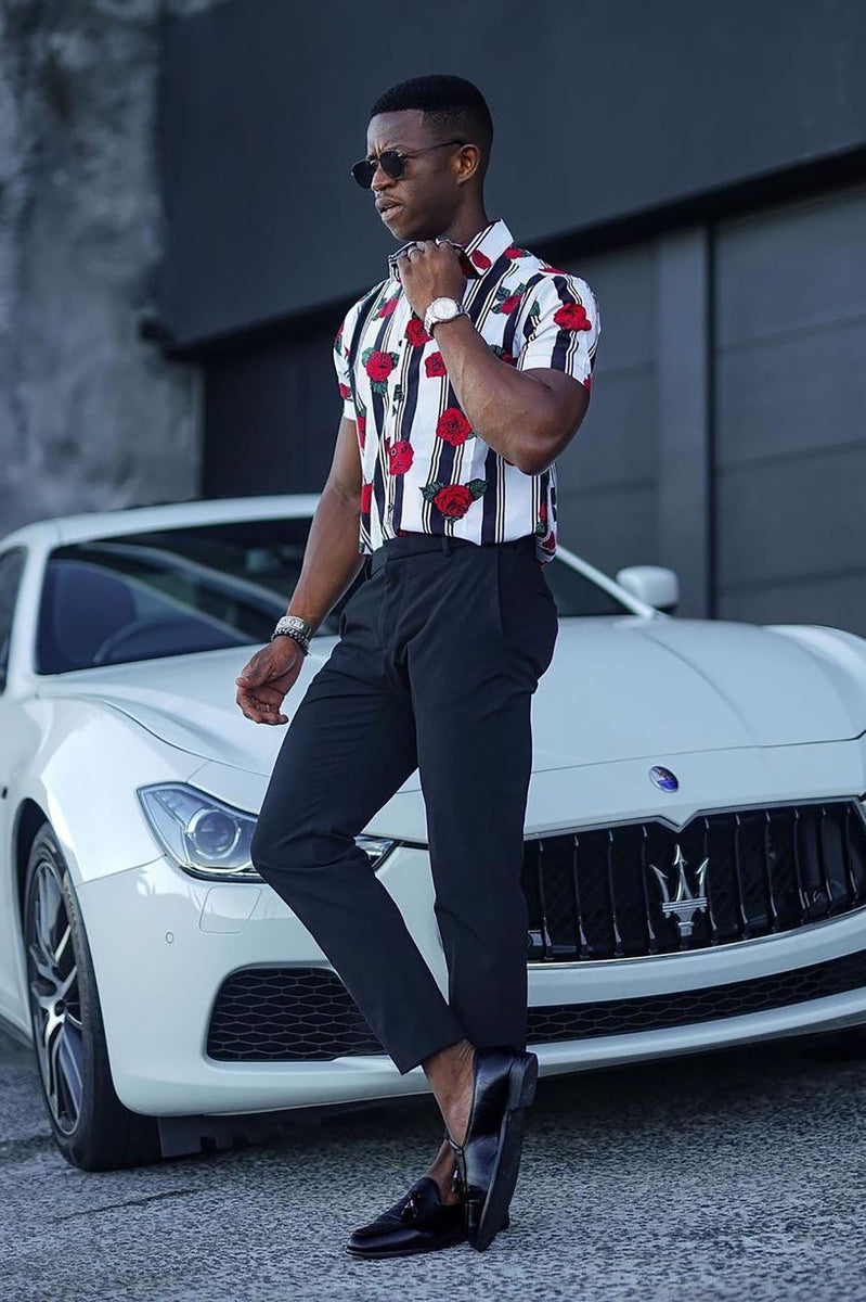 Cole Short Sleeve Woven Top - White/combo | Fashion Nova, Mens Shirts ...