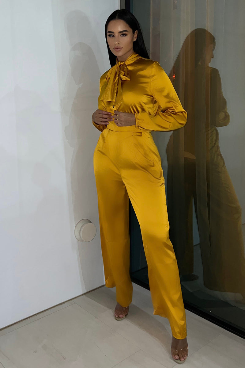 Emily Satin Jumpsuit - Mustard | Fashion Nova, Jumpsuits | Fashion Nova