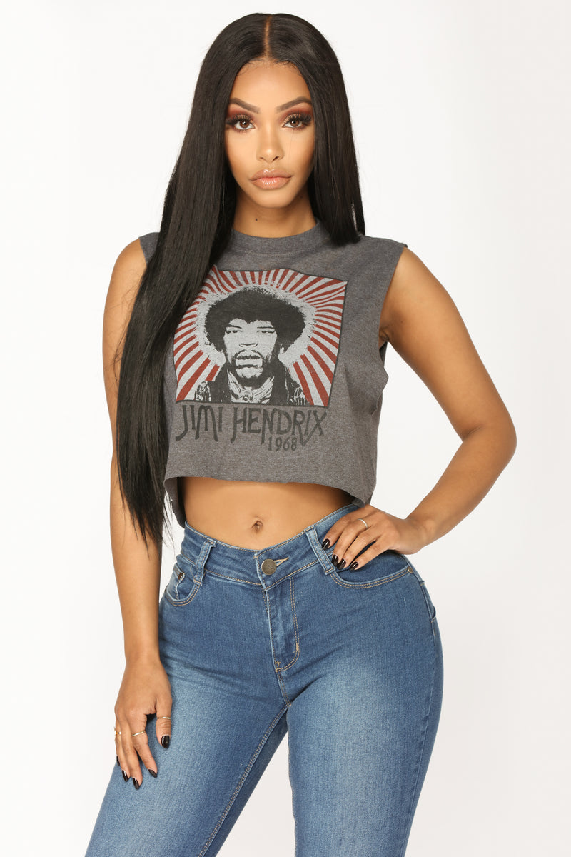 Jimi Hendrix Muscle Tank - Charcoal | Fashion Nova, Screens Tops and ...