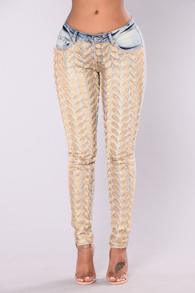 Gold Leaf Jeans - Gold | Fashion Nova, Jeans | Fashion Nova