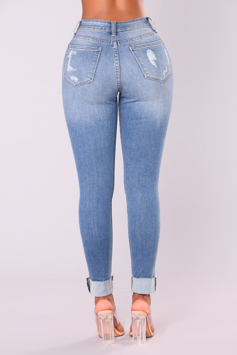 Cuff Crush Jeans - Medium Blue | Fashion Nova, Jeans | Fashion Nova