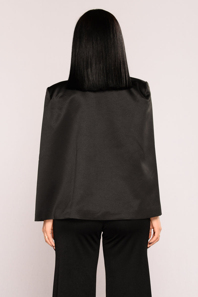 In Control Satin Cape - Black | Fashion Nova, Jackets & Coats | Fashion ...