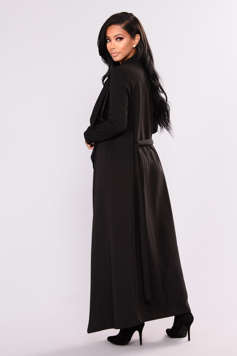 Leah Drape Front Duster - Black | Fashion Nova, Jackets & Coats ...