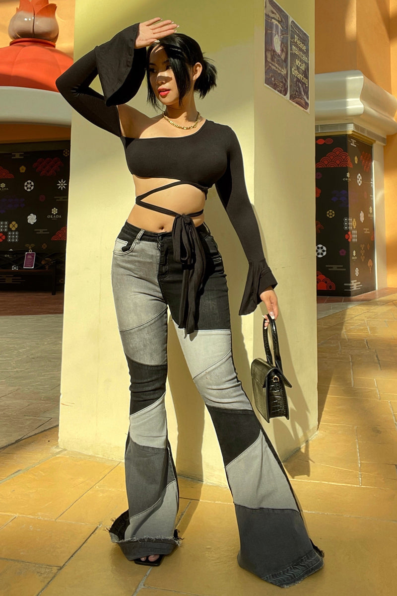 Fixed You Up Patchwork Flare Jeans - Black/combo | Fashion Nova, Jeans ...