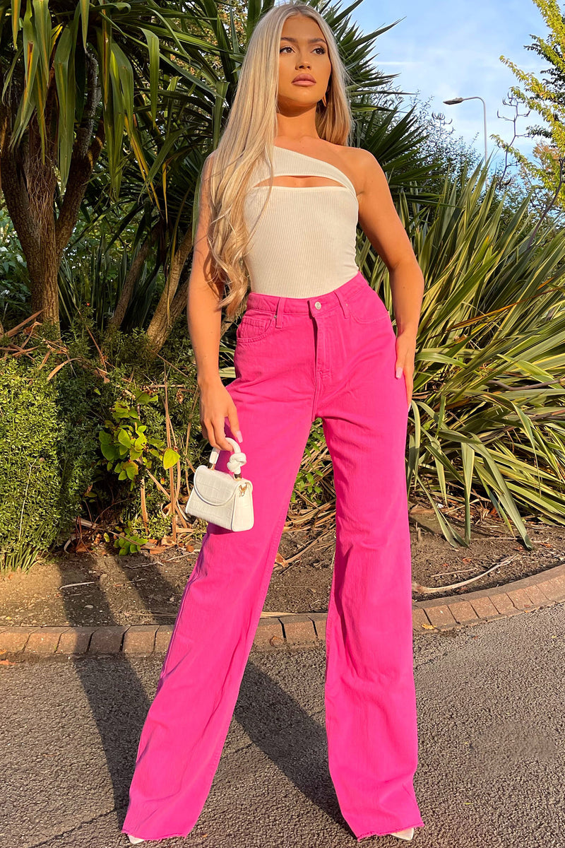 Good Time High Waist Wide Leg Jeans - Pink | Fashion Nova, Jeans ...