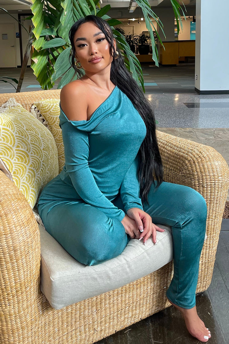 Kaylie Slinky Pant Set 28.5 - Teal | Fashion Nova, Matching Sets ...