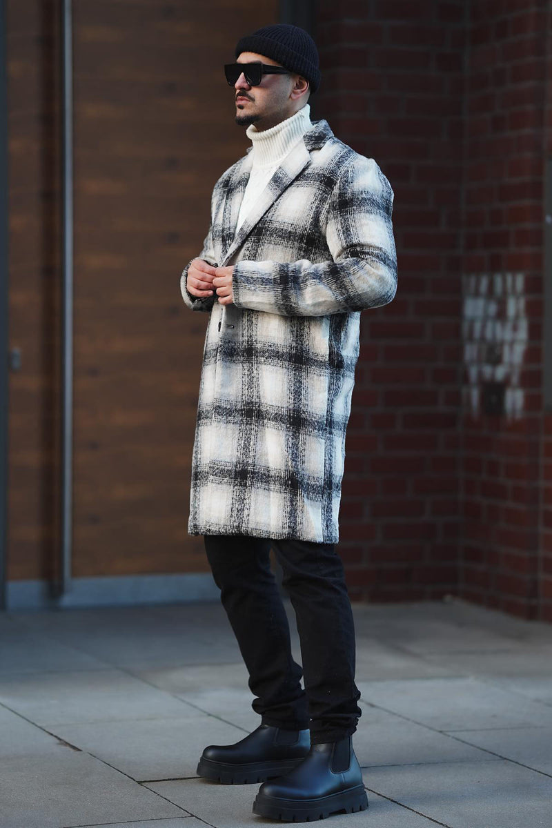 Kennedy Brushed Plaid Overcoat - Black/combo | Fashion Nova, Mens ...