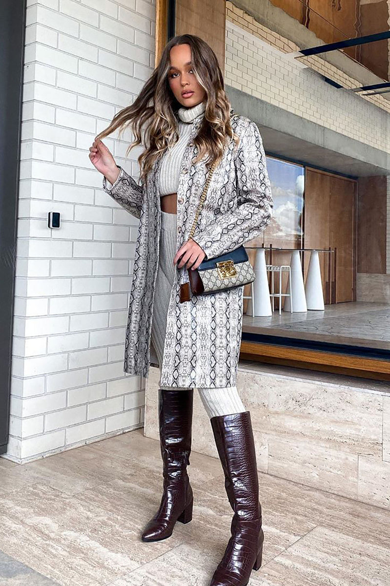 Lizzie Snakeskin Faux Leather Trench - Brown/combo | Fashion Nova, Nova ...