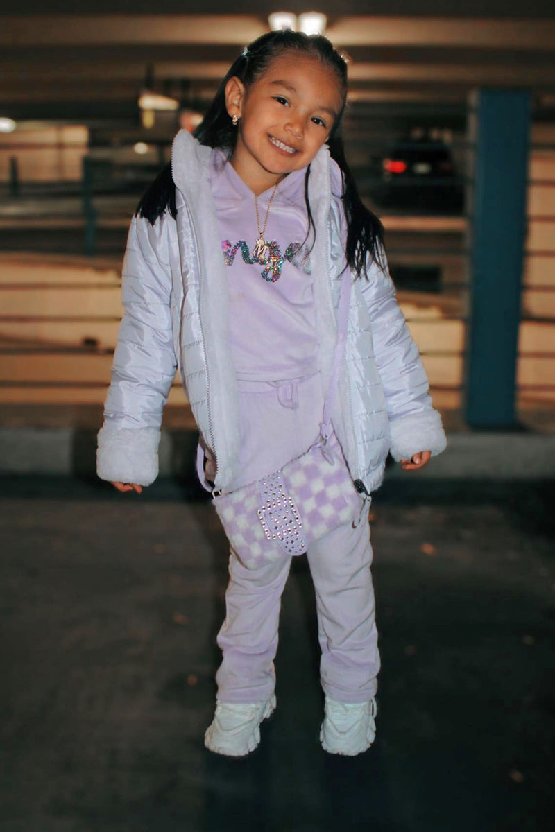 Mini Checker Girl Faux Fur Crossbody Purse - Lavender | Fashion Nova ...