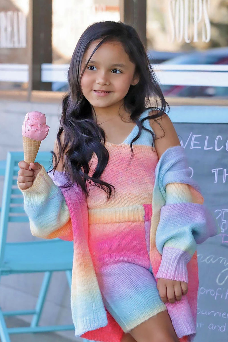 Mini Cotton Candy 3 Piece Sweater Short Set - Multi Color | Fashion ...