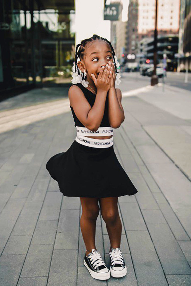 Mini Fashion Nova Girl Skirt Set - Black | Fashion Nova, Kids Sets ...