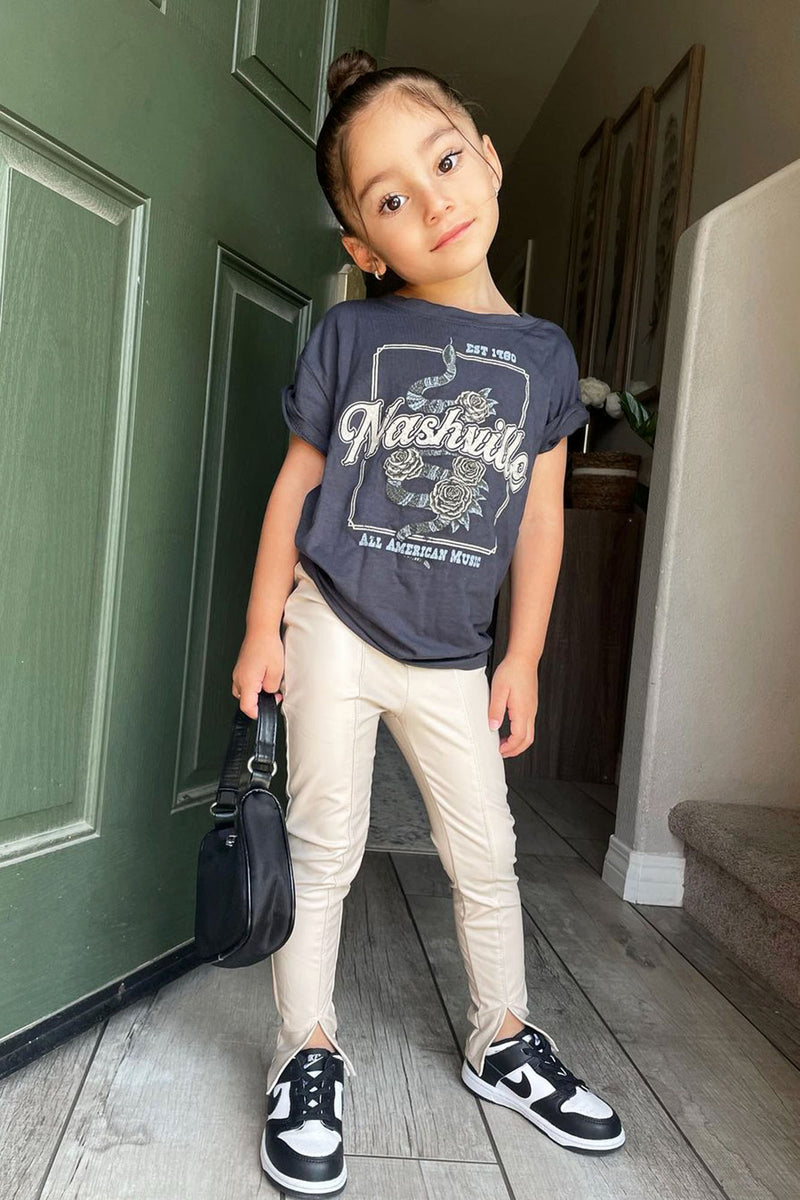 Mini Fiona Faux Leather Leggings - Ivory | Fashion Nova, Kids Leggings ...