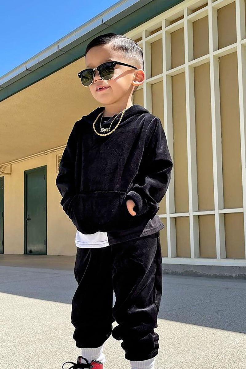 Mini Grayson Velour Jogger Set - Black | Fashion Nova, Kids Sets ...