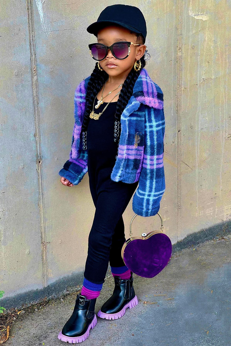 Mini Plaid It Out Faux Fur Jacket - Purple/combo | Fashion Nova, Kids ...